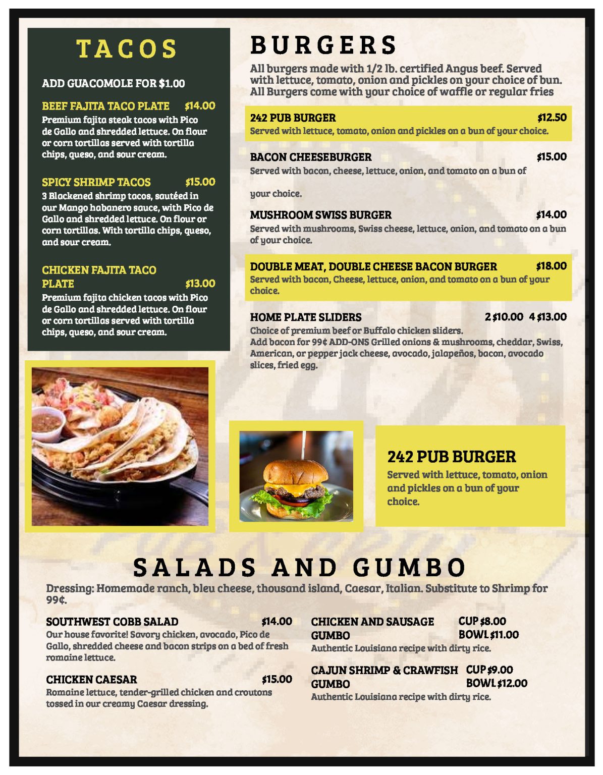 Dinner Menu - 242 Pub & Grill